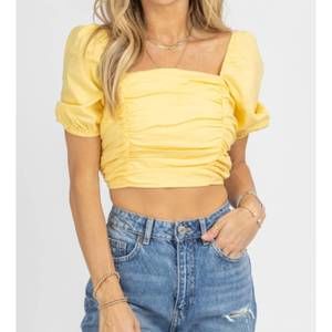 Mable | Tops | New Mable Linen Puff Sleeve Openback Crop In Yellow ...
